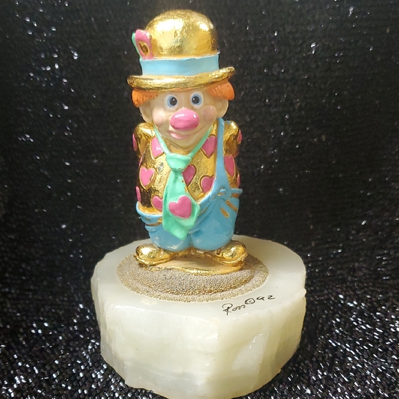 Ron Lee | Art | Whimsical Gold And Pink Clown Cake Topper | Poshmark